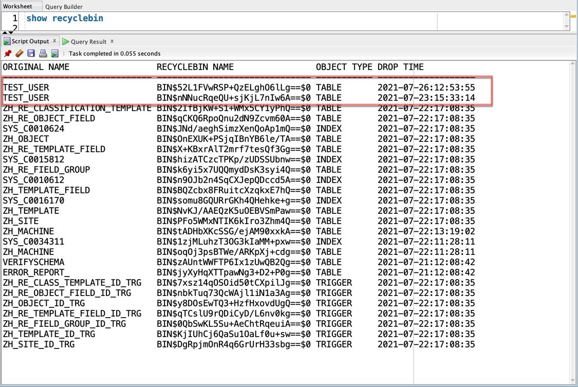 不小心删除表或数据后，如何利用Oracle的闪回进行恢复_oracle闪回恢复数据表-CSDN博客