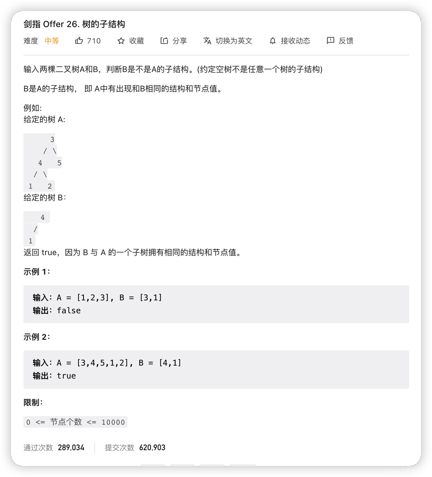 剑指 Offer 26 树的子结构 Csdn博客