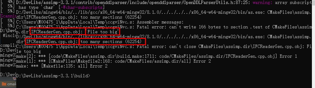 Opengl Assimp库,编译 ‘file Too Big‘,‘too Many Sections,ifcreadergencpp 中报错 Csdn博客 4469