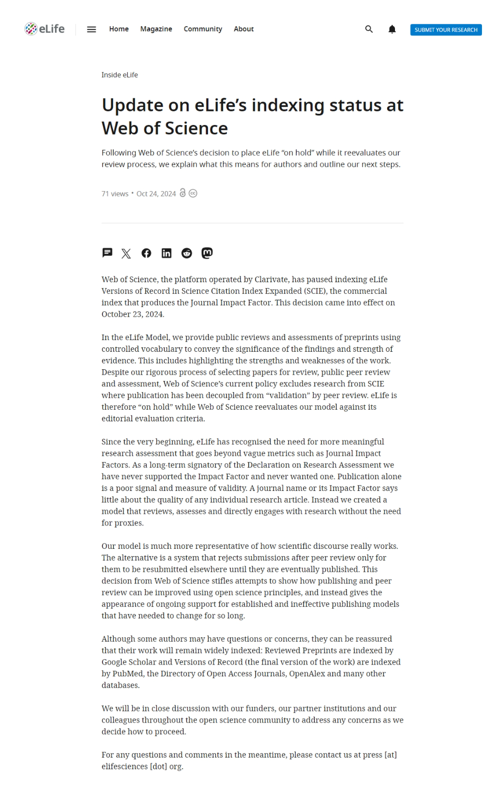 科睿唯安“杀红了眼”？不拒稿就On hold！顶级期刊《eLife》官方硬刚回应！你支持谁？-CSDN博客