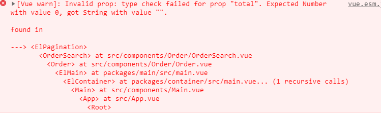 Elementui Invalid Prop type Check Failed For Prop Total Expected 