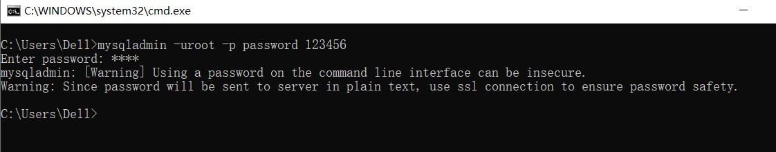 修改 MySQL 用户密码_warning: since password will be sent to server in -CSDN博客