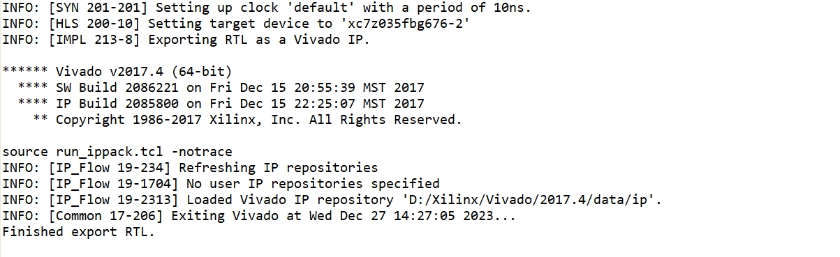 HLS 2017.4 导出 RTL 报错：ERROR: [IMPL 213-28] Failed to generate IP._vivado hls由于时间问题导致rtl导出失败如何解决 ...