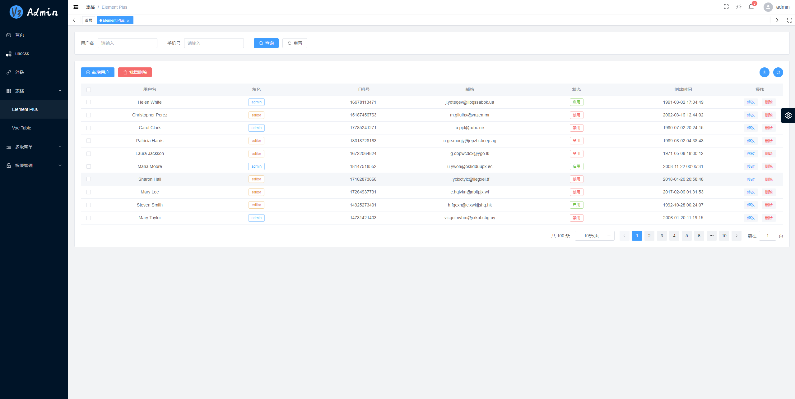 V3-Admin-Vite：是一个免费开源的中后台管理系统基础解决方案，基于 Vue3、TypeScript、Element Plus、Pinia 和 Vite 等主流技术_v3 admin ...