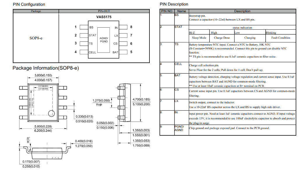 VAS5175,1-4节锂电池充电芯片。VAS5175,是一款5V-24V 输入充电IC-CSDN博客