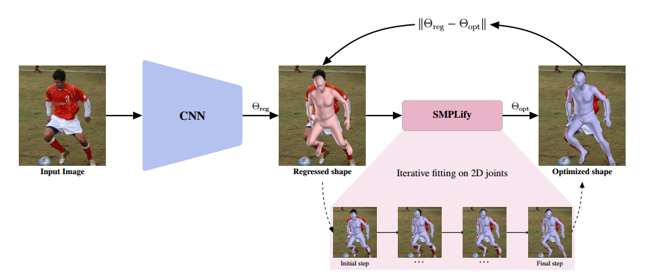 SPIN Learning to Reconstruct 3D Human Pose and Shape via Model-fitting in the Loop_smplify 基于优化 ...