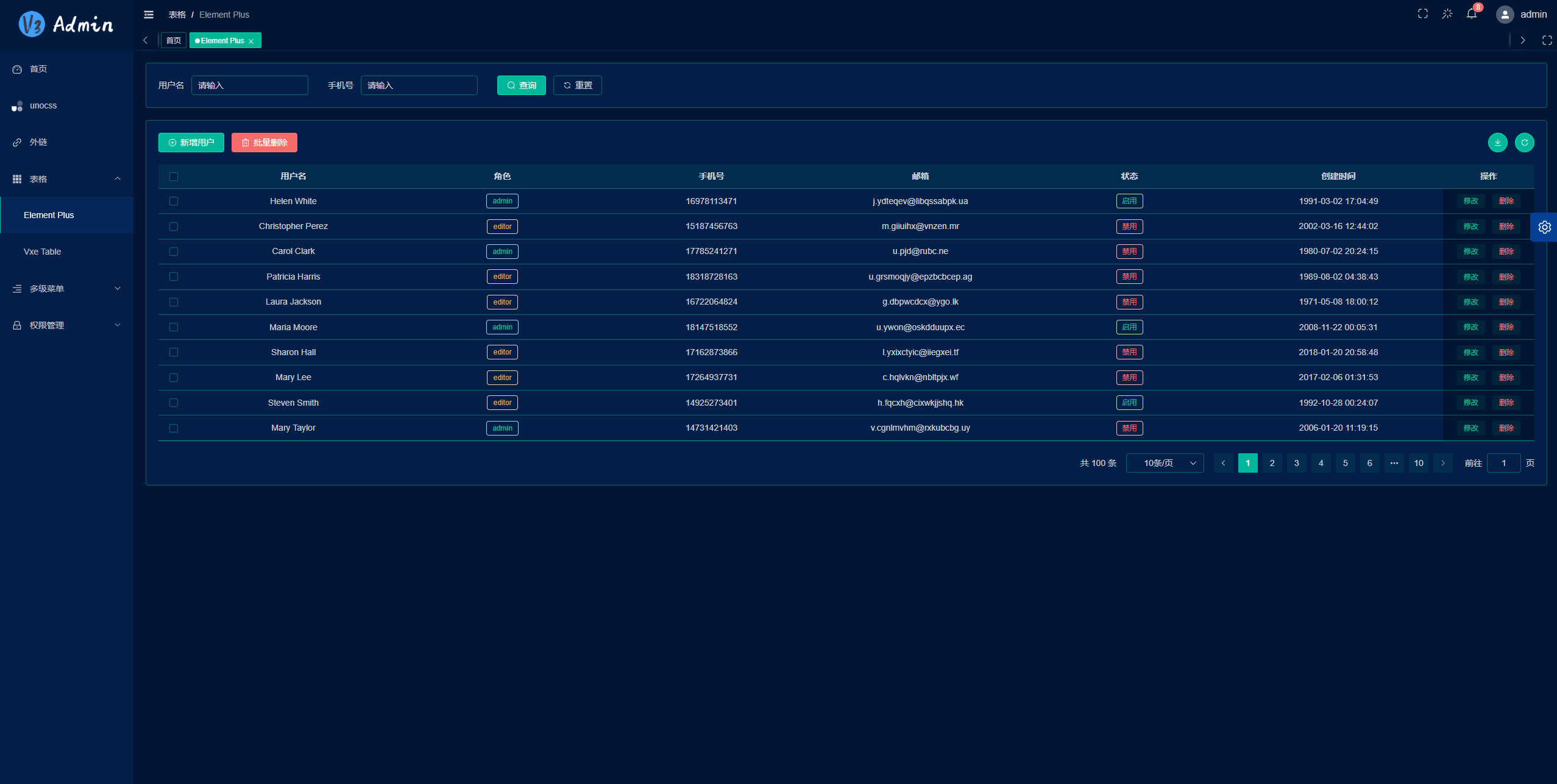 V3-Admin-Vite：是一个免费开源的中后台管理系统基础解决方案，基于 Vue3、TypeScript、Element Plus、Pinia 和 Vite 等主流技术_v3 admin ...