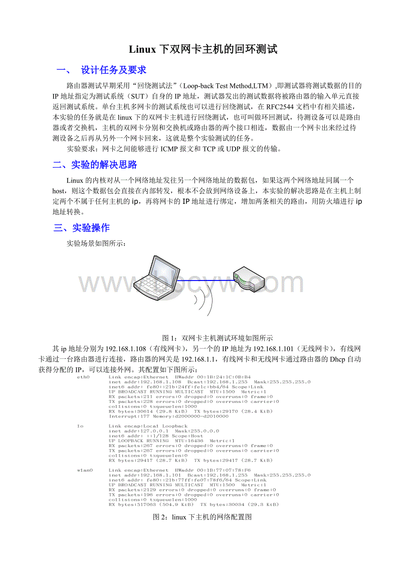 linux环回网卡设置,linux系统主机双网卡环回测试.doc-CSDN博客