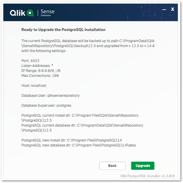 Upgrading the Qlik Sense Repository Database from 9.6 to 12/13/14_installing repository database ...
