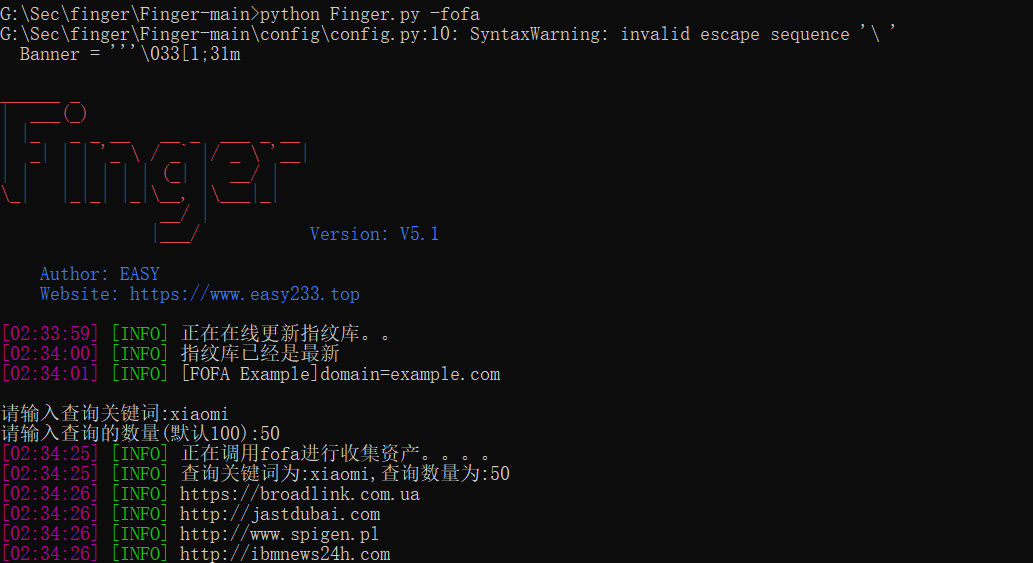 指纹扫描finger&ehole安装与介绍_ehole命令-CSDN博客