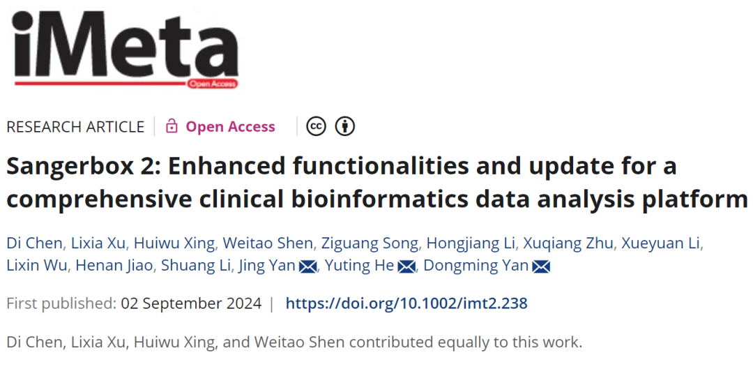 iMeta | Sangerbox 2: 临床生信分析平台-CSDN博客