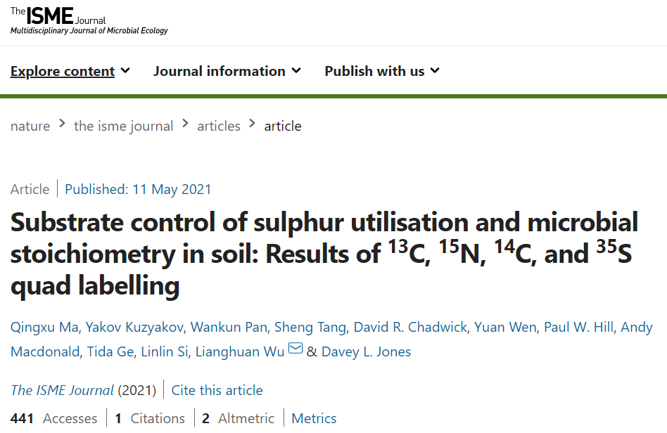 ISME：土壤微生物对硫的短期及长期利用的决定因素-基于13C,15N,14C和35S多同位素标记结果...-CSDN博客