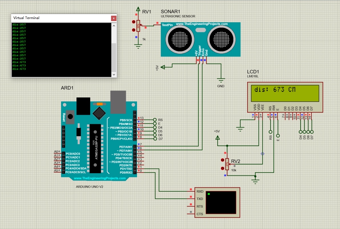 项目:超声波——基于arduino的超声波距离测量lcd1602显示 设计;proteus 仿真(版arduino超声波测距仪系统框图 Csdn博客
