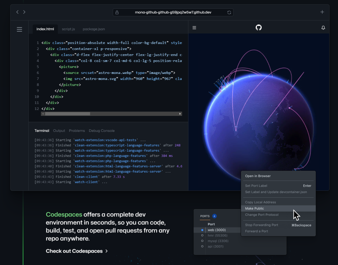从今天起，个人开发者每个月都能免费使用 60 小时的 GitHub Codespaces，且在几秒钟内就能启动构建。_github codespaces 收费吗-CSDN博客