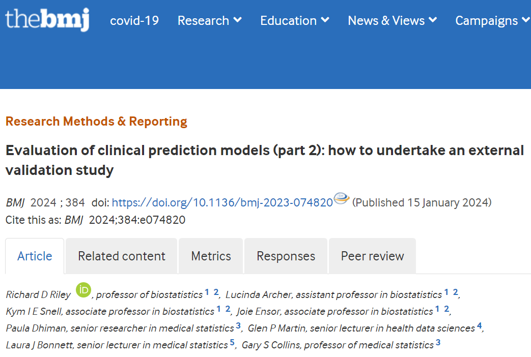顶刊BMJ推荐！临床预测模型外部验证详细步骤_预测问题最新模型-CSDN博客