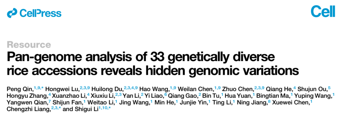 Cell：基于33个遗传多样性水稻种质泛基因组分析揭示“隐藏”的基因组变异_cell, pan-genome-CSDN博客