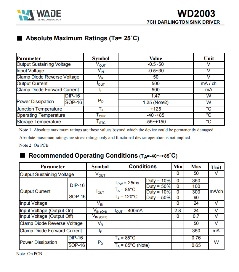 WD2003达林顿管参考资料和封装图-CSDN博客