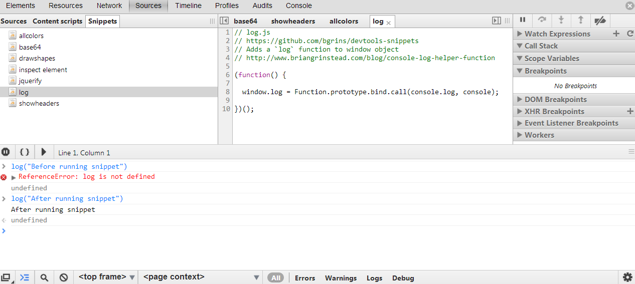 Devtools Snippets（浏览器开发者工具常用代码片段）_chrome devtools的snippets有神恶魔用-CSDN博客
