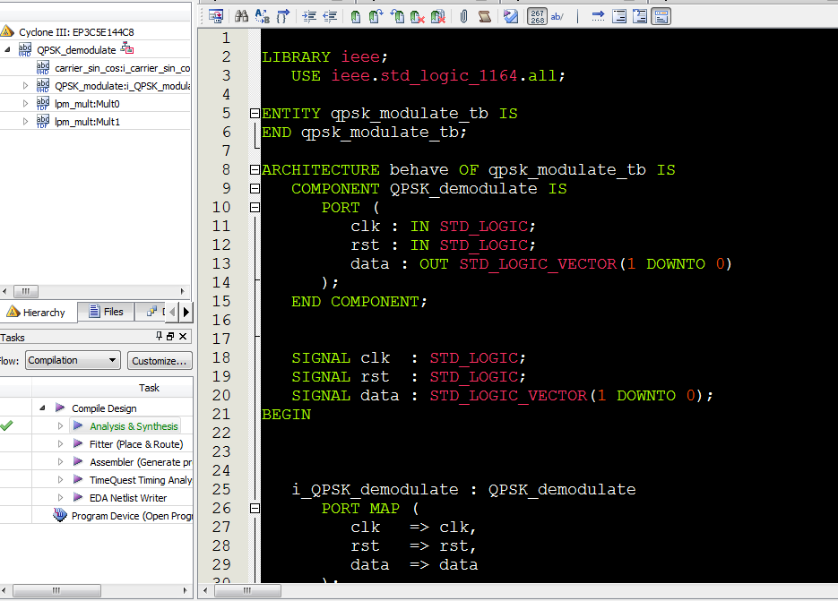 QPSK调制和解调VHDL代码Quartus仿真_qpsk输出波形-CSDN博客