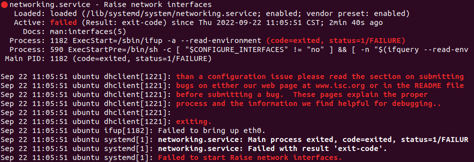 关于Ubuntu18.04在启动时出现[FAILED]Failed to start Raise network interfaces报错-CSDN博客