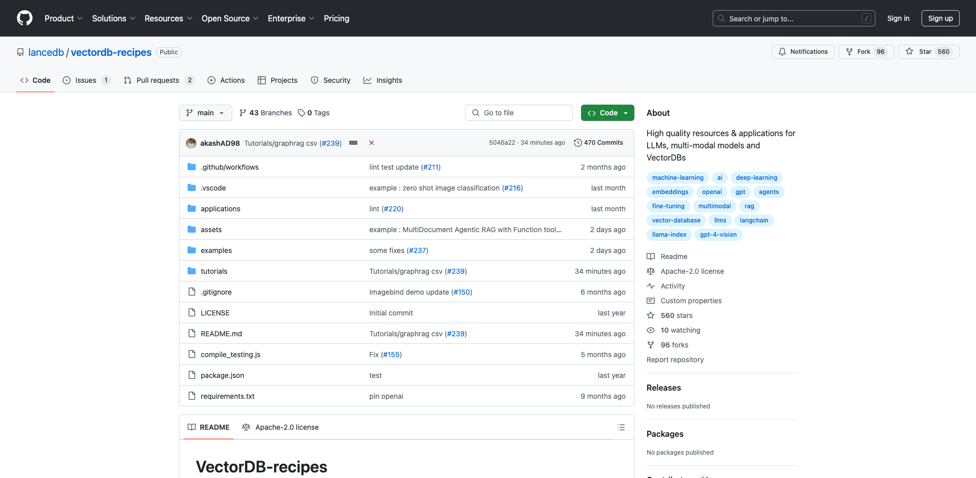 LanceDB的vectordb-recipes:构建GenAI应用的高质量资源与示例_vector lancedb-CSDN博客