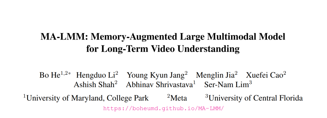 【CVPR2024】MA-LMM: 内存增强的大型多模态模型，用于长期视频理解-CSDN博客