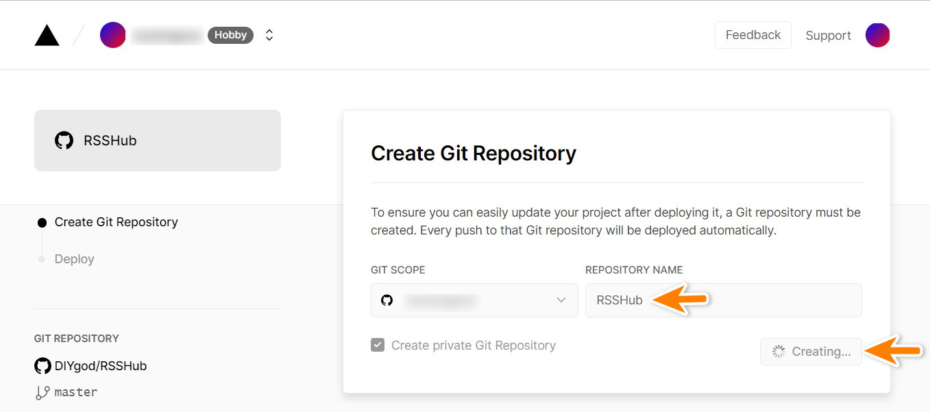 利用Gtihub+Vercel一键部署RSSHub教程（完全免费）_搭建个人rsshub-CSDN博客