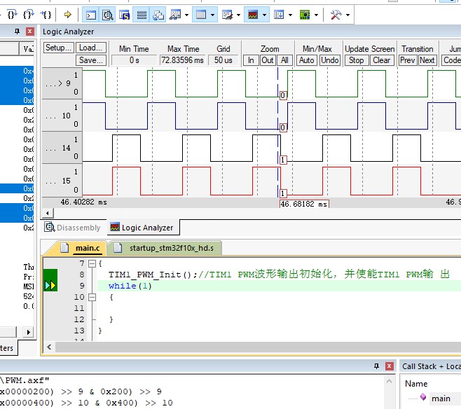 基于stm32的双路pwm互补输出带死区编程仿真stm32两路互补pwm波形 Csdn博客