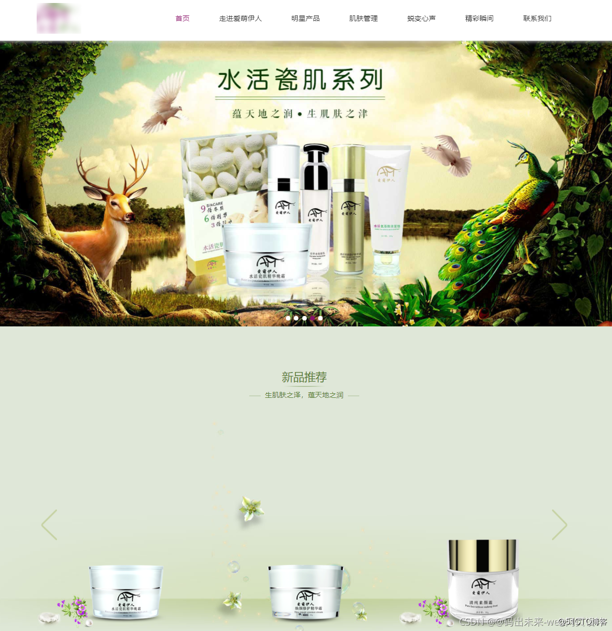 Html5期末大作业：化妆品主题——绿色大气的html5响应式化妆品护肤品肌肤网页设计 11页 Html Css Javascript 整体风格非常漂亮 Csdn博客