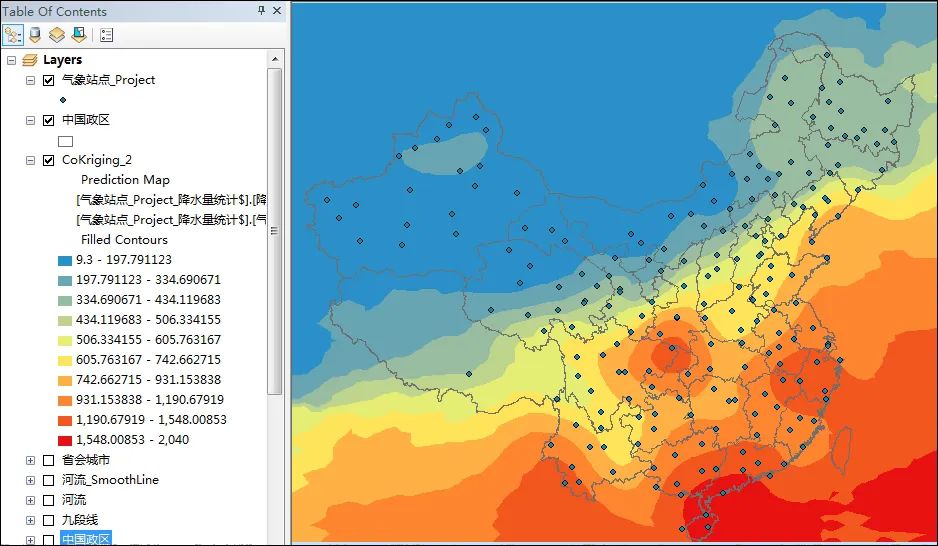 全国气象站点分布图_运用ArcGIS制作中国年降水量分布图（S08）_六号轨迹的博客-CSDN博客