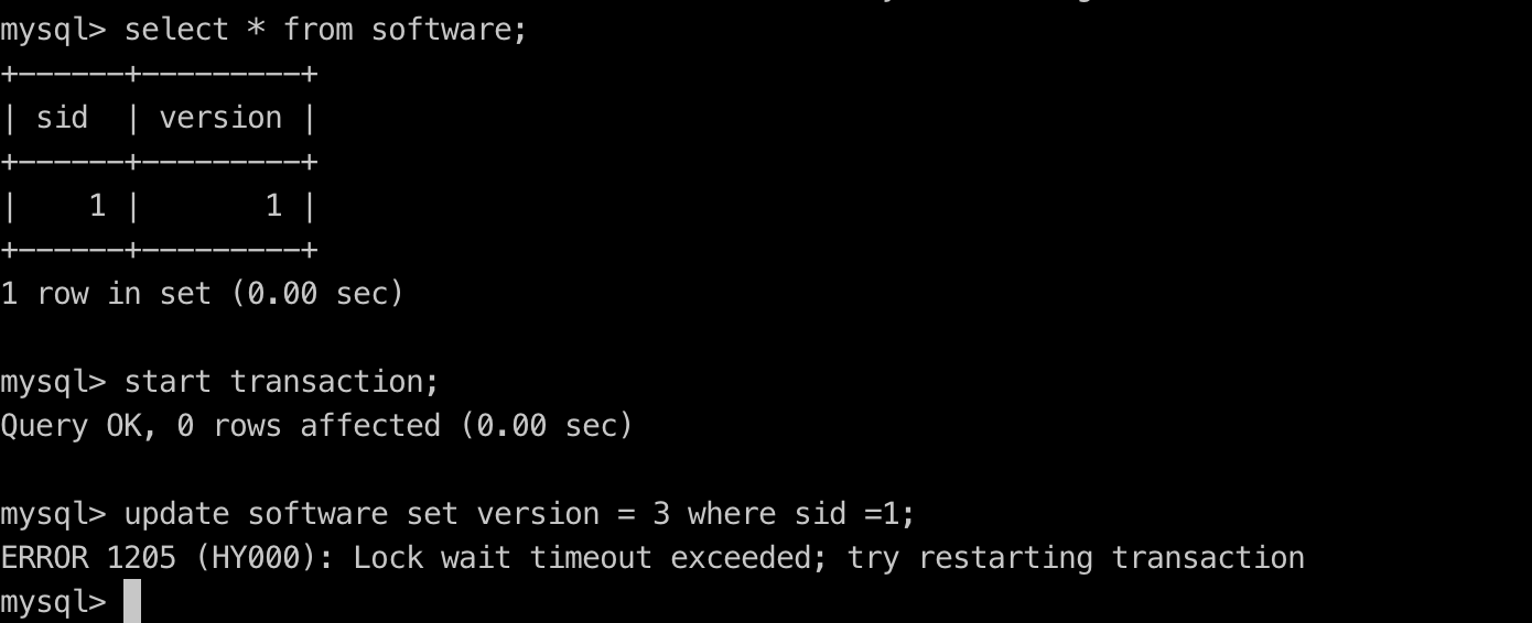 mysql尝试重新启动事务_mysql事务故障 ERROR 1205 (HY000): Lock wait timeout exceeded; try restarting ...
