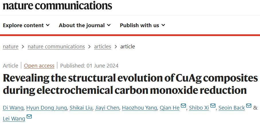 Nature子刊：电化学CO还原过程中CuAg的结构演变_operando-xas分析证实了cu-cu位点和cu-ag界面之间的协同作用 ...