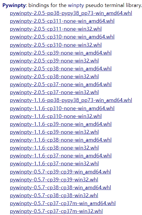 关于python安装某些包失败的库文件缺失问题解决路径（以jupyter为例）_pywinpty whl-CSDN博客