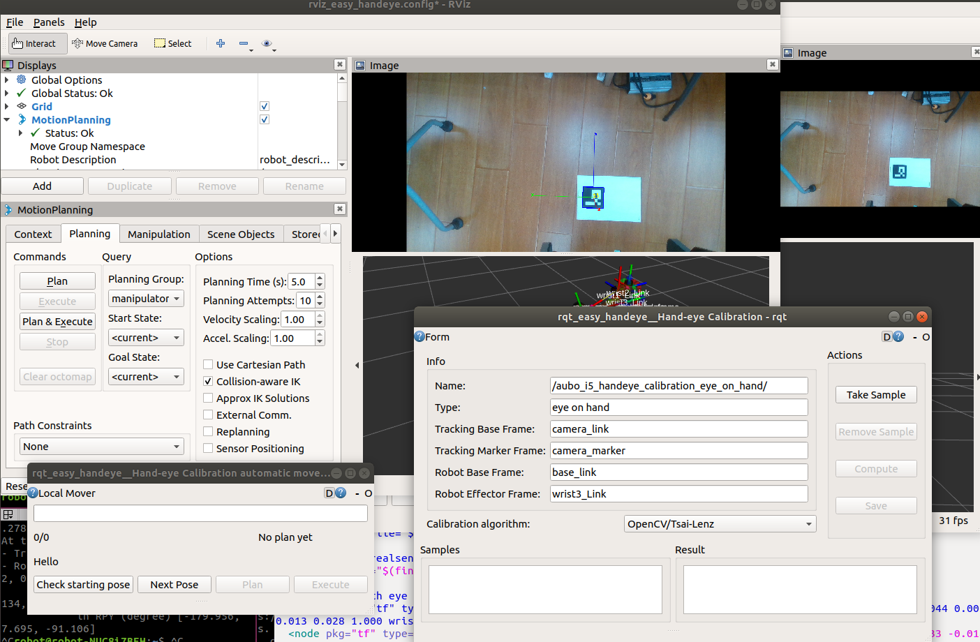 aubo_i5机械臂-手眼标定-eyes on hand、识别跟踪标定码_auboi5手眼标定-CSDN博客
