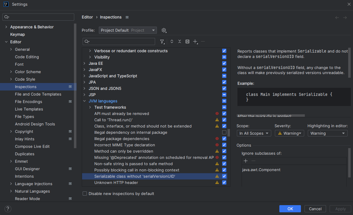 Intellij Idea 20223版本中设置serializable Uididea设置serializable Csdn博客 