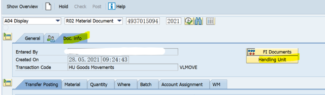 SAP HUM针对HU做货物移动后生成的物料凭证何处看相关的HU信息？_sap vlmove-CSDN博客