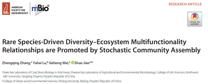 mBio：西农韦革宏/焦硕等揭示随机组装过程促进稀有物种多样性和多功能性(附招聘)...-CSDN博客