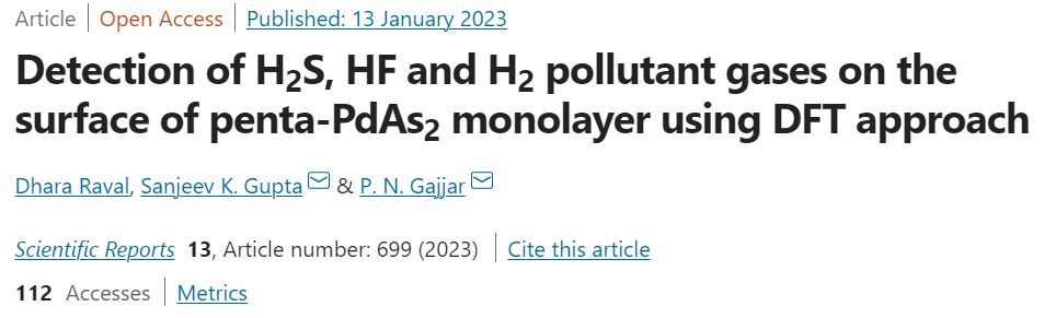 Sci. Rep. ：DFT方法检测五边形PdAs2单层表面的H2S、HF和H2气体_tdos和pdos的区别与作用-CSDN博客