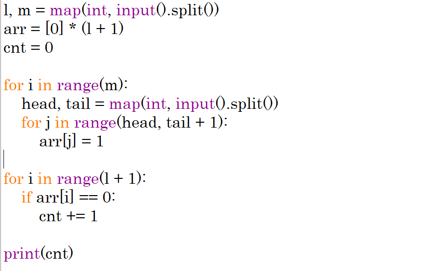 python3 P1047 [NOIP2005 普及组] 校门外的树 洛谷_python校门外的树-CSDN博客