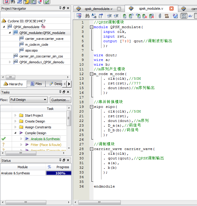 Qpsk调制解调设计verilog代码quartus仿真qpsk解调verilog Csdn博客