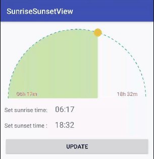 Android custom control in the weather app can be used to display sunrise and sunset dynamically ...