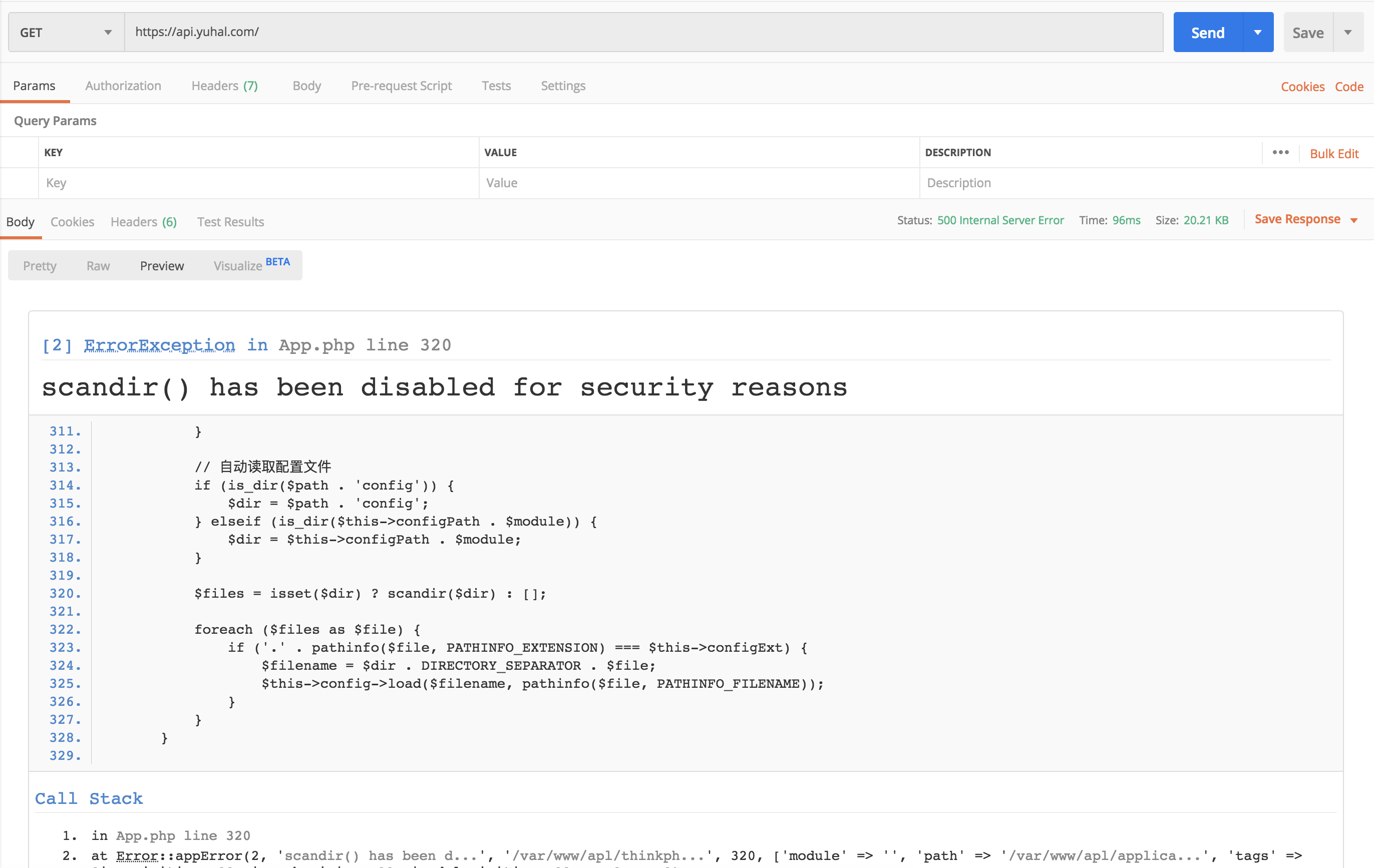 TP5 scandir() has been disabled for security reasons - Programmer Sought