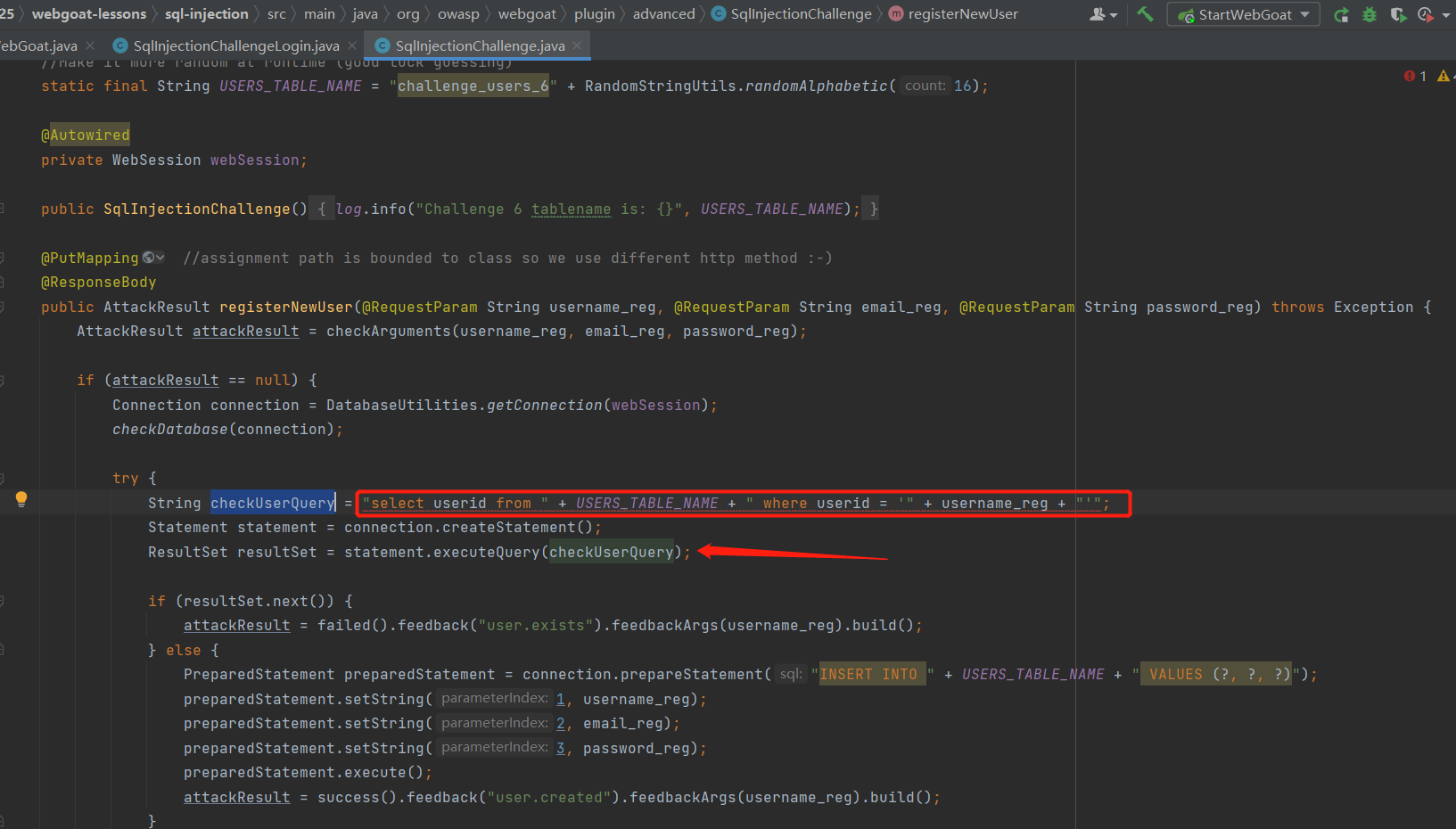 JAVA代码审计之WebGoat靶场SQL注入_webgoat8.0 sql注入-CSDN博客
