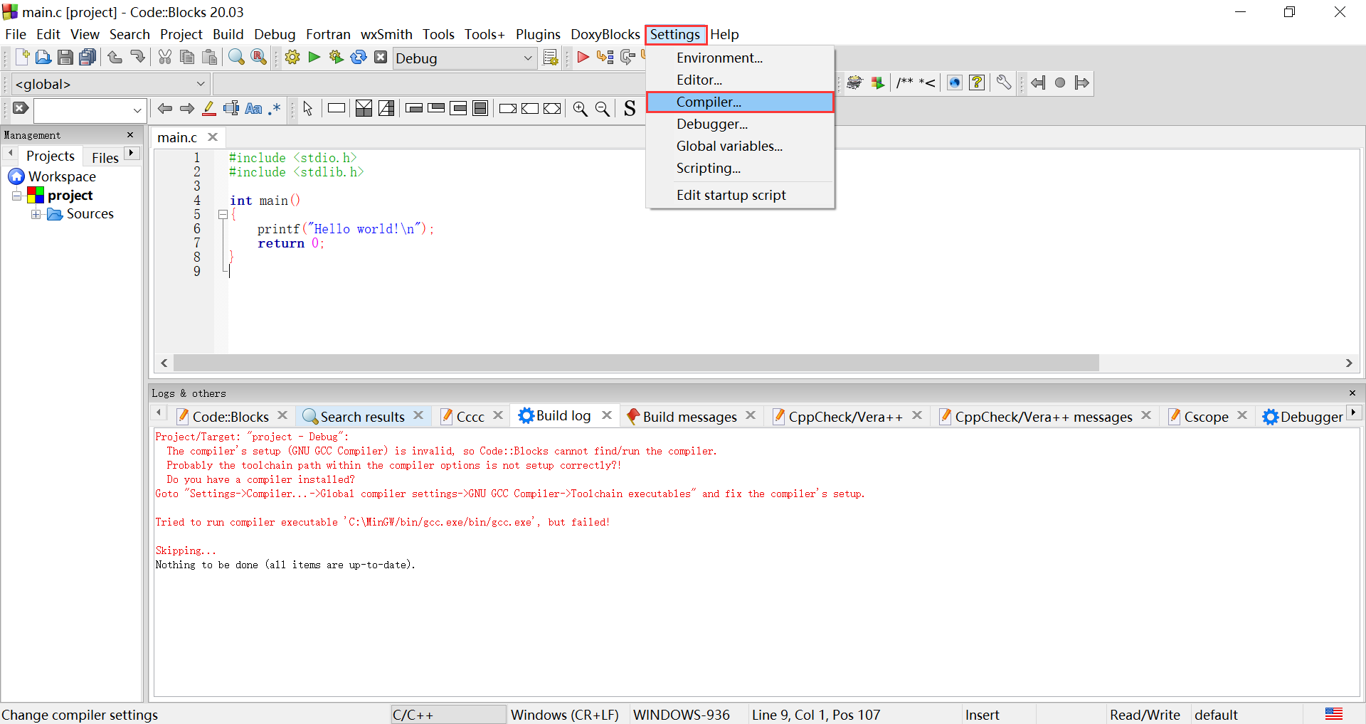 00 C语言编辑器安装_codeblocks 20.03 mingw-CSDN博客