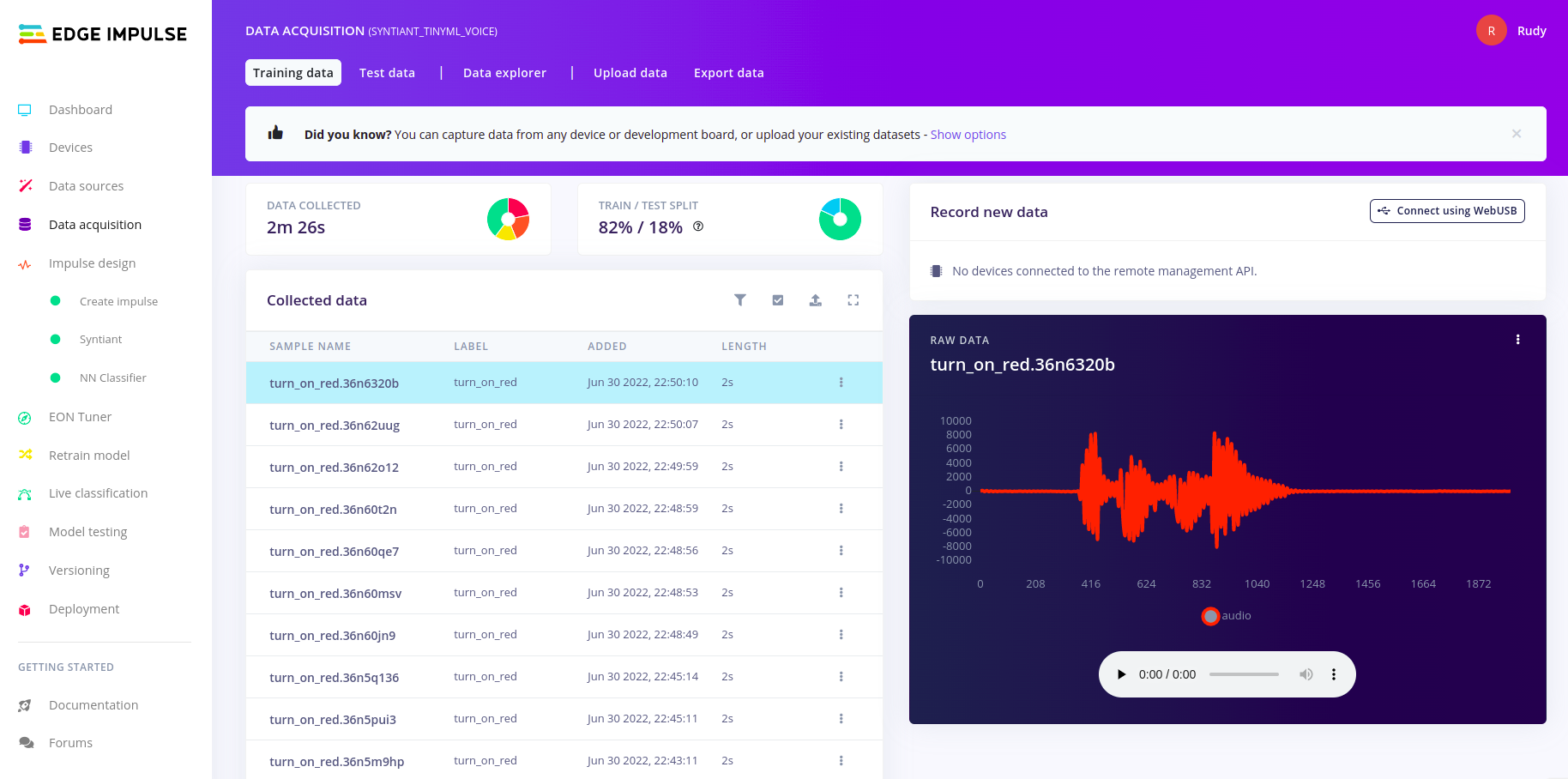 Syntiant TinyML 开发板 + Edge Impulse 机器学习实现语音识别_syntiant tiny ml board-CSDN博客
