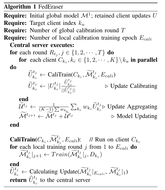【论文阅读笔记】FedEraser: Enabling Efficient Client-Level Data Removal from Federated Learning Models ...