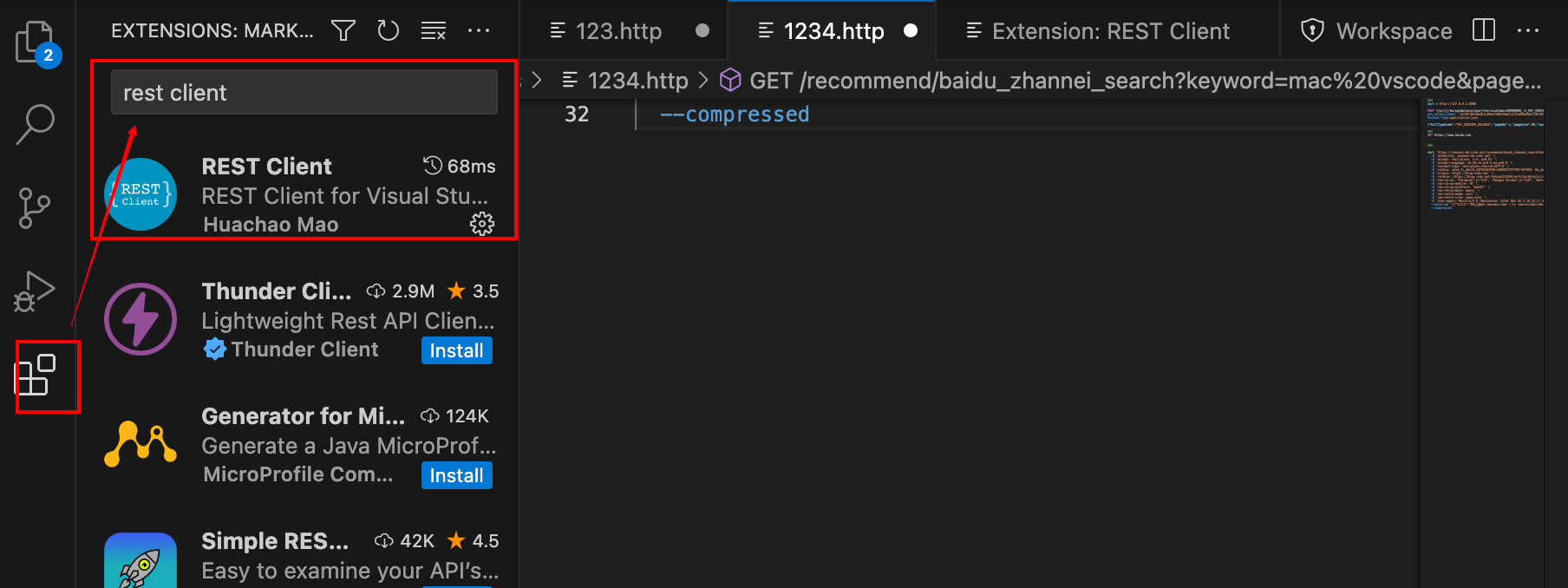 vscode集成rest client 插件_rest client vscode 插件-CSDN博客