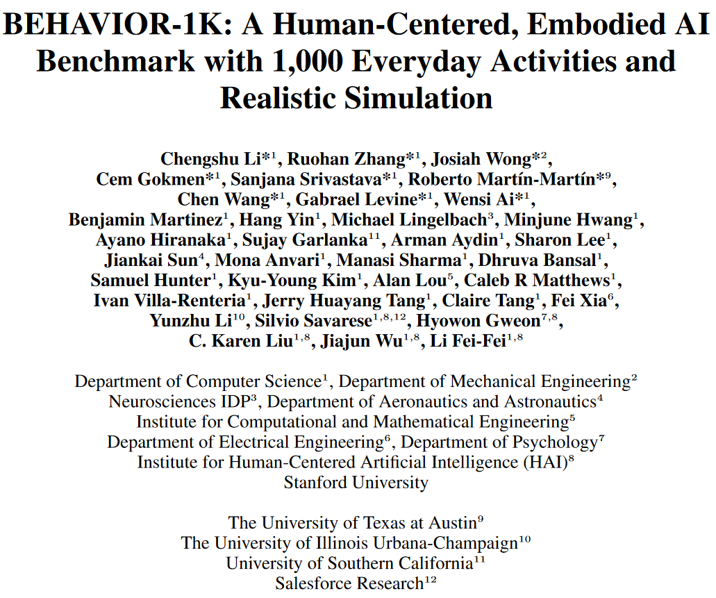 每日论文速递 | 李飞飞领衔建立具身AI最新数据集BEHAVIOR-1K-CSDN博客