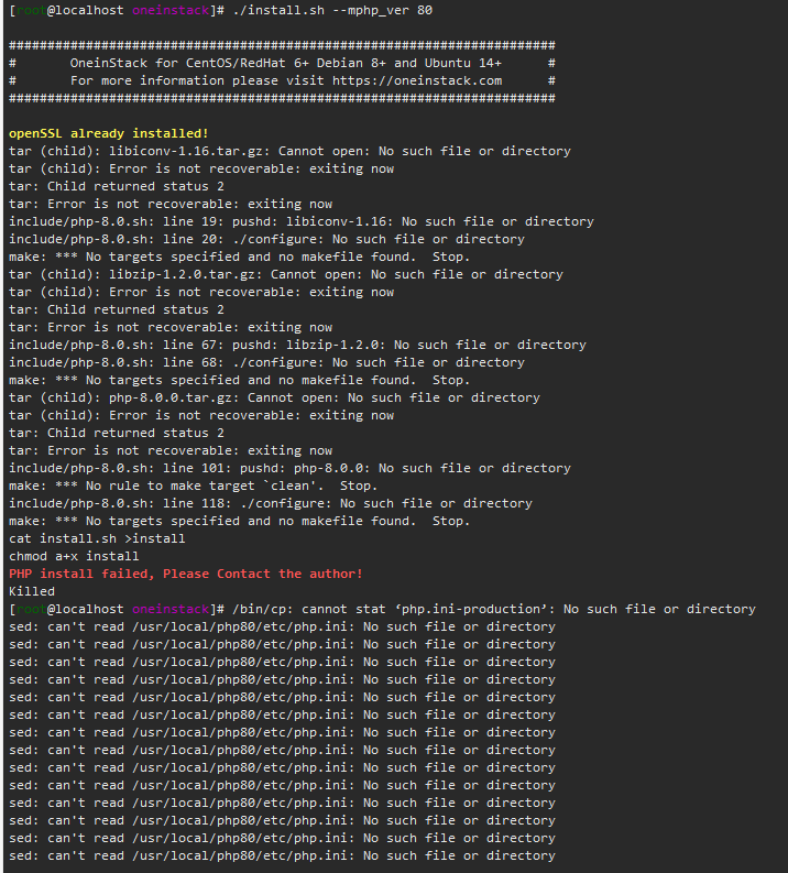 oneinstack php报错,在安装好一个php的情况，继续安装php8报错-CSDN博客
