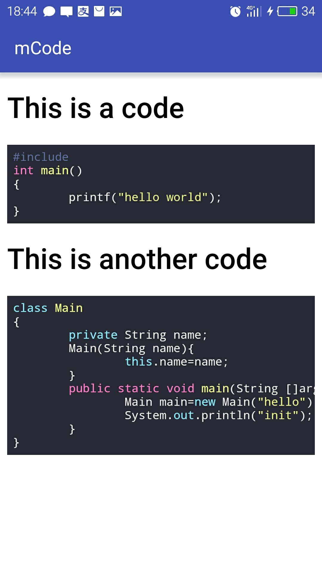 android 代码展示view,CodeView CodeView 是一个能显示代码，并且能自动识别主流的各种语言，进行代码高亮的一个控件。 @codeKK Android开源站...-CSDN博客